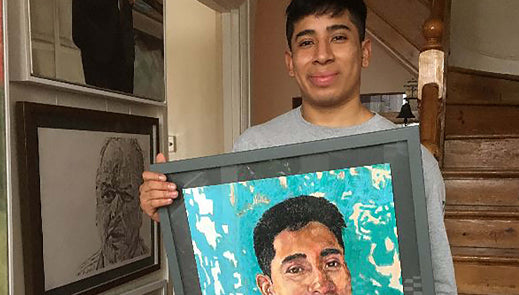 Ossie Young and commissioned drawing on paper by Stella Tooth