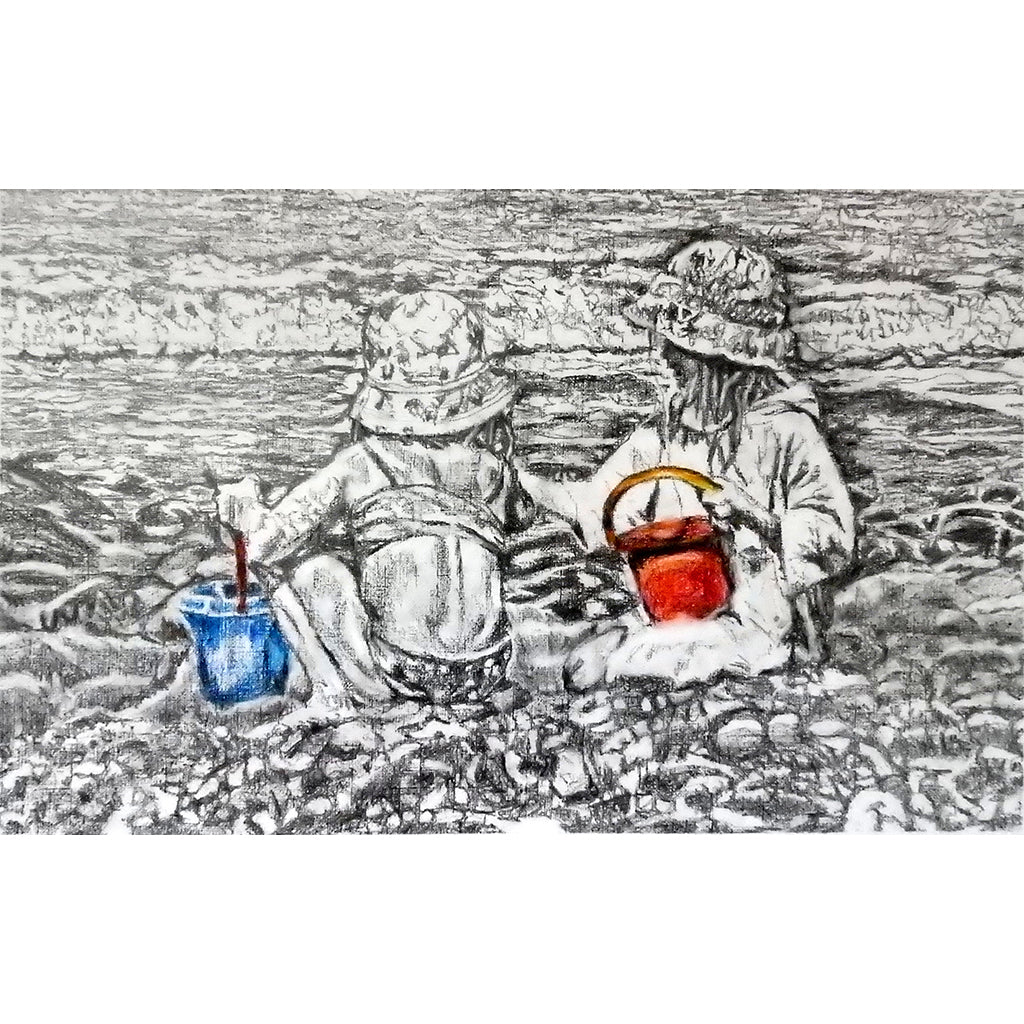 Aimee and Ellie Williamson pencil on paper by Stella Tooth